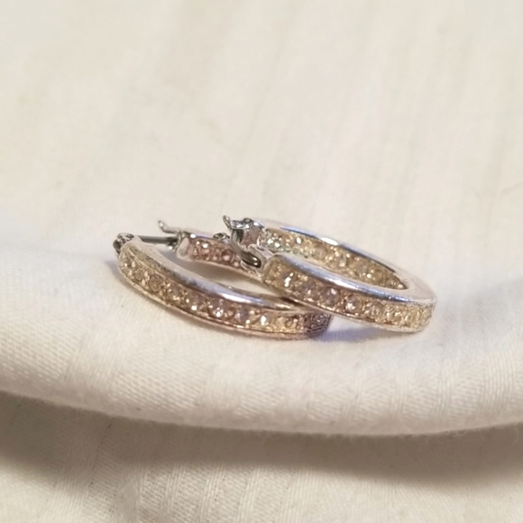 Avon | Jewelry | Vintage Avon Nr Silver Rhinestone Hoop Earrings | Poshmark